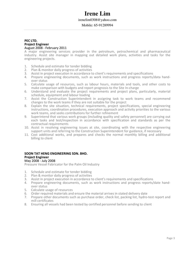 Irene Lim (Resume) | PDF