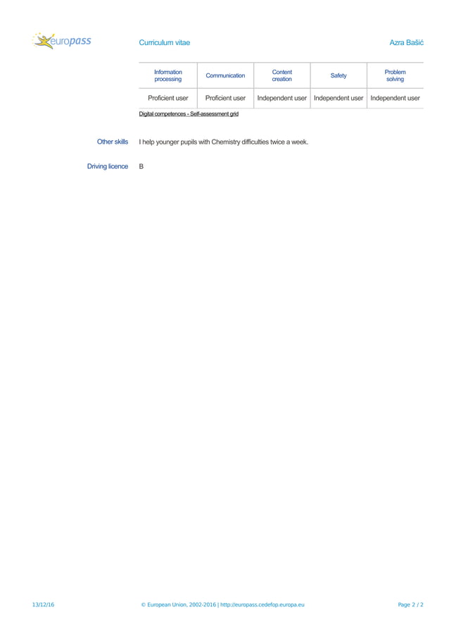 CV-Azra Bašić (eng.) | PDF