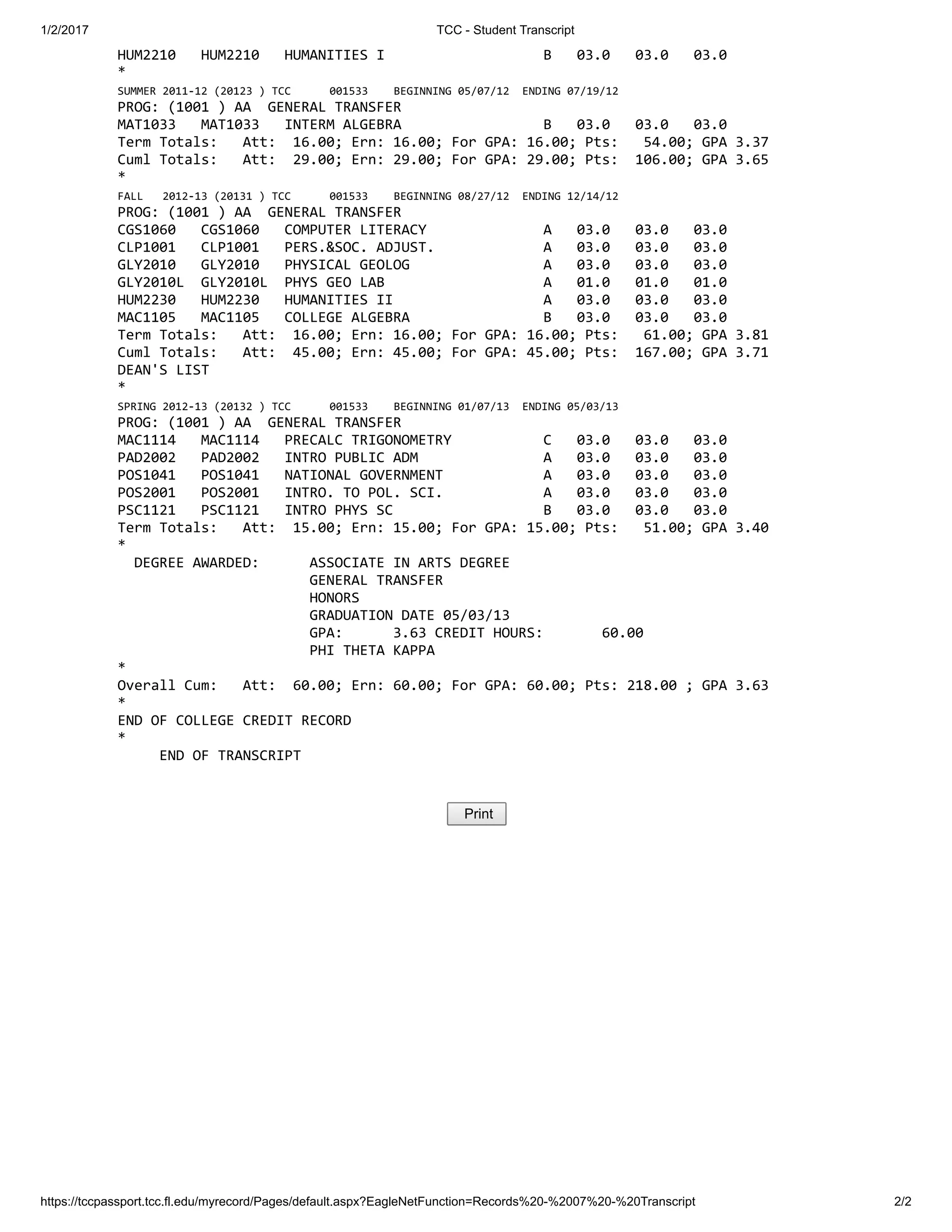 TCC_UnofficialTranscript_John | PDF