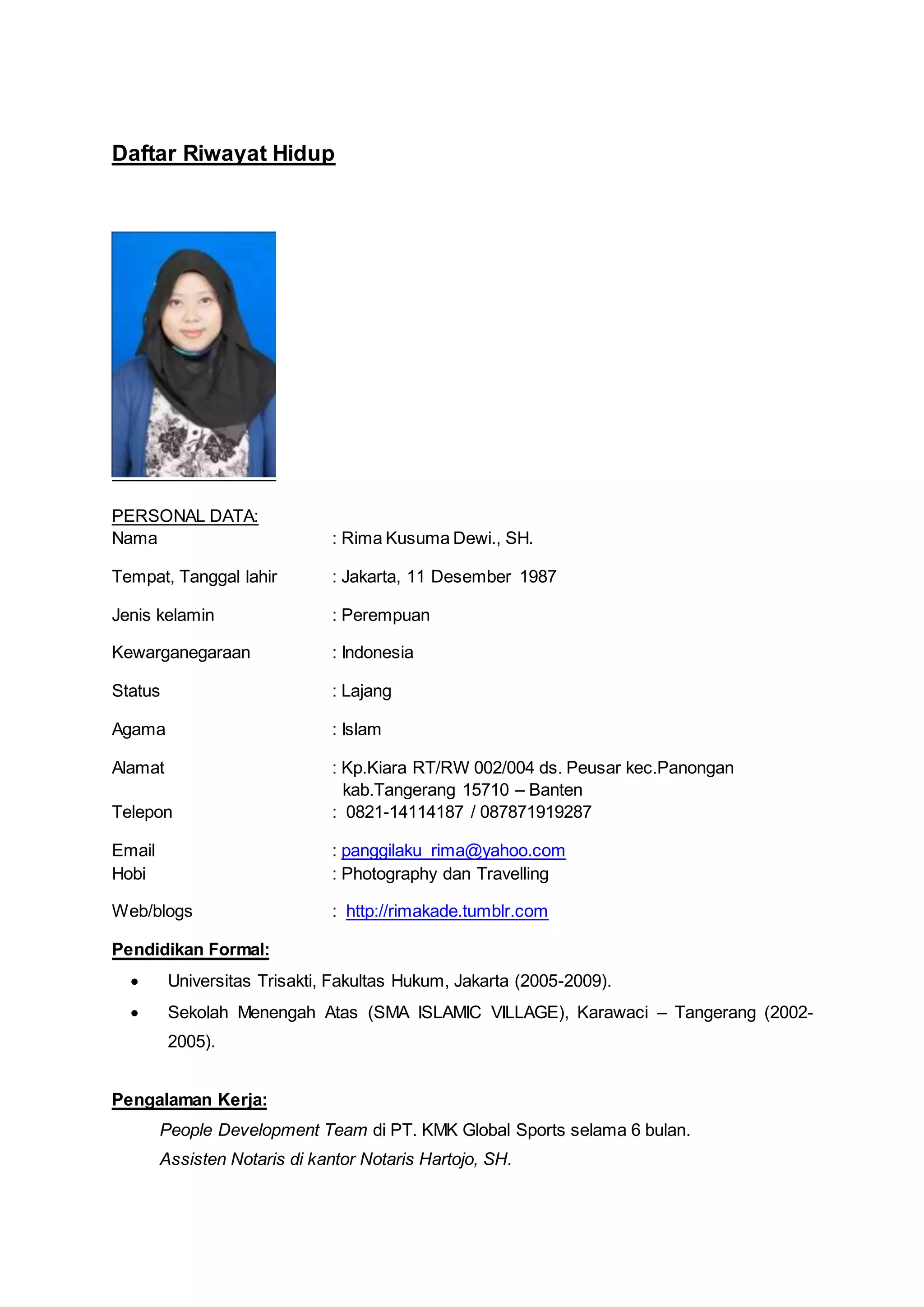 CV Rima Kusuma Dewi | DOCX