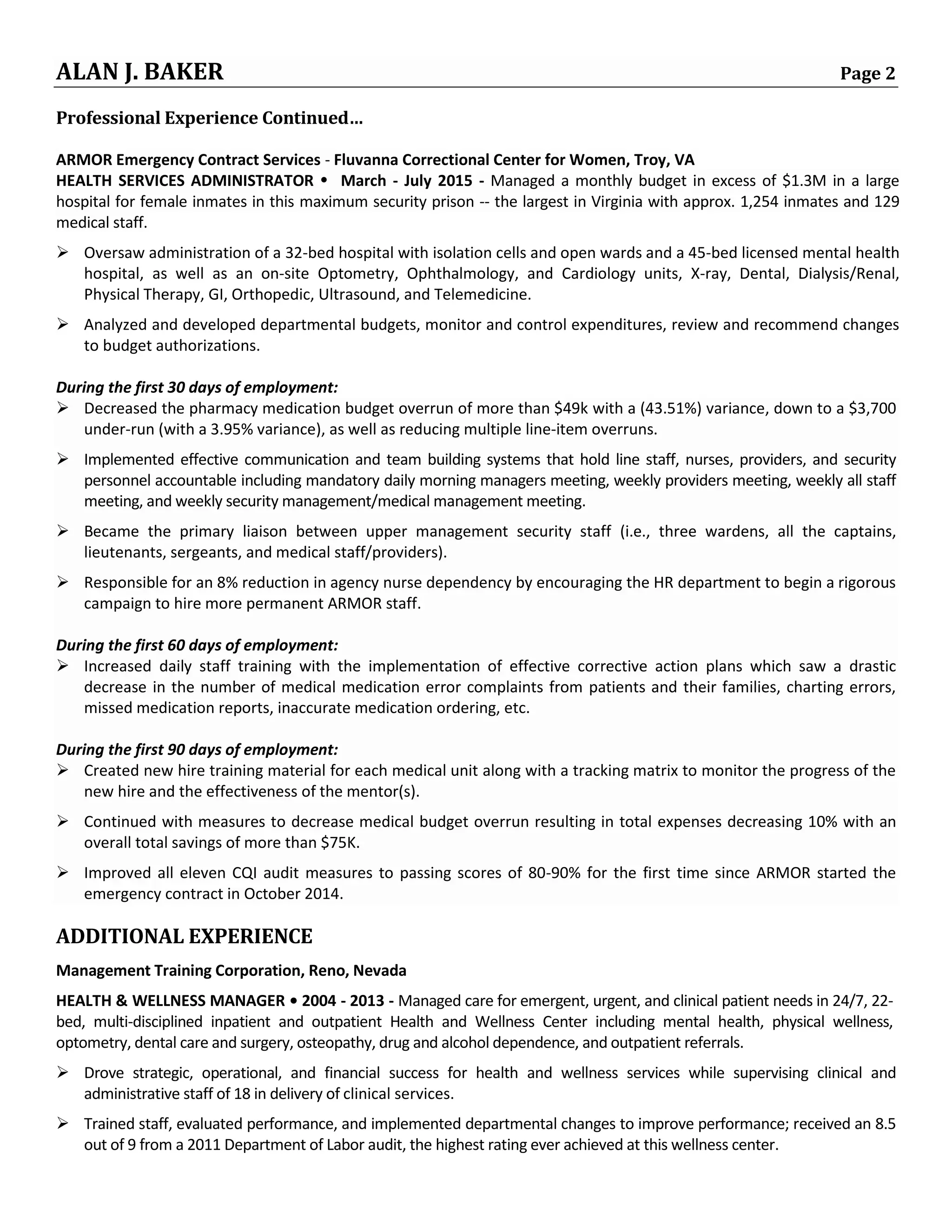 Alan Baker 2016 Resume 3 | PDF