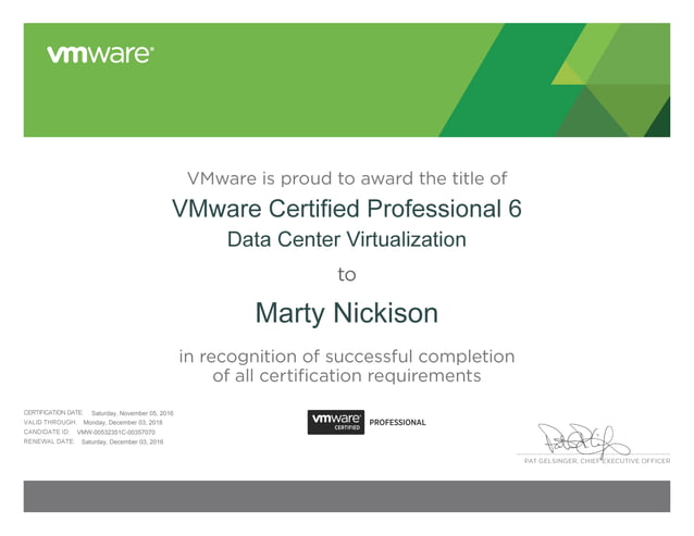 VMware Certified Professional 6 - Data Center Virtualization ...