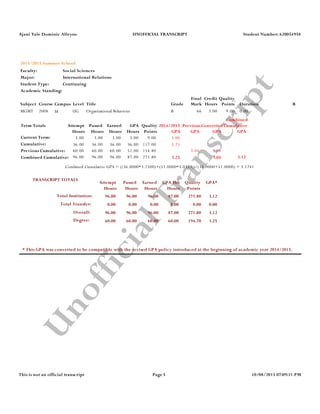 unoffical Transcrip. | PDF