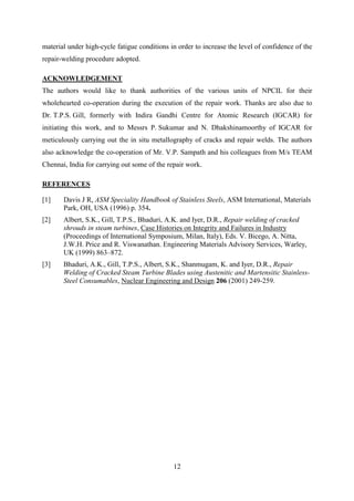 Experience in In-Situ Repair Welding of Steam Turbine Shrouds and ...