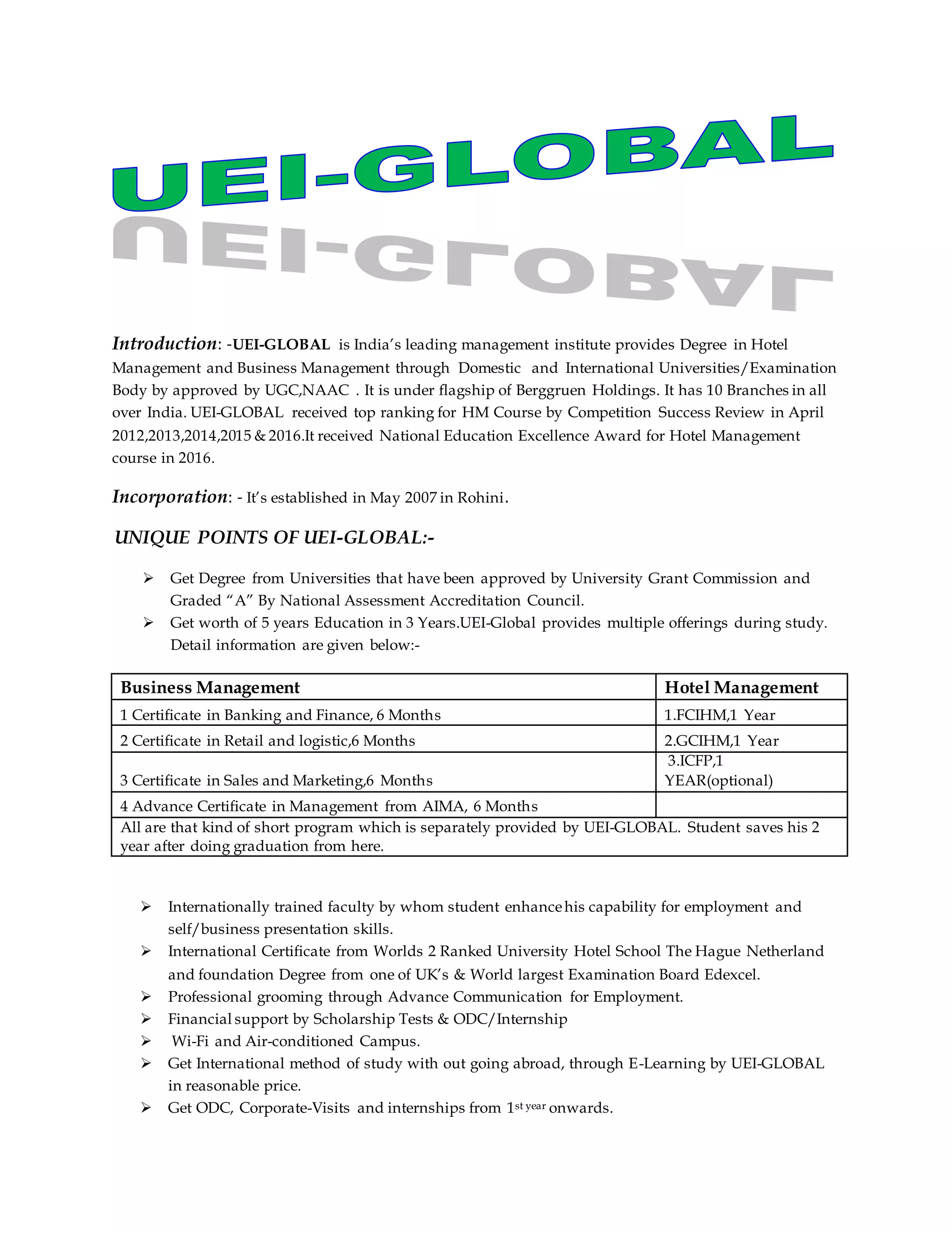 UEI-GLOBAL Information & Advantages | DOCX