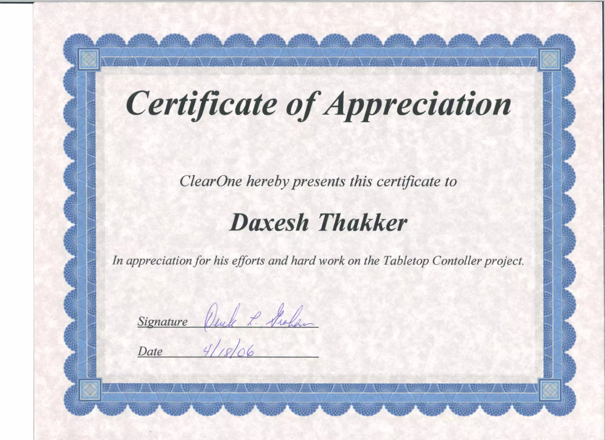Certificate of Appreciation Tabletop project | PDF