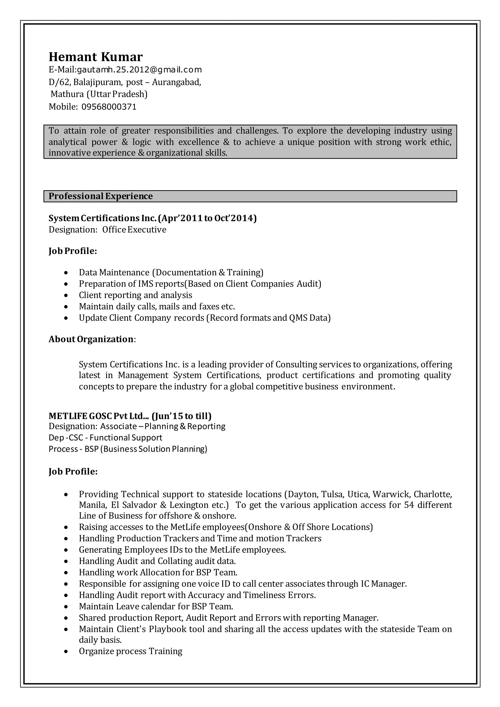 Hemant Resume | DOCX