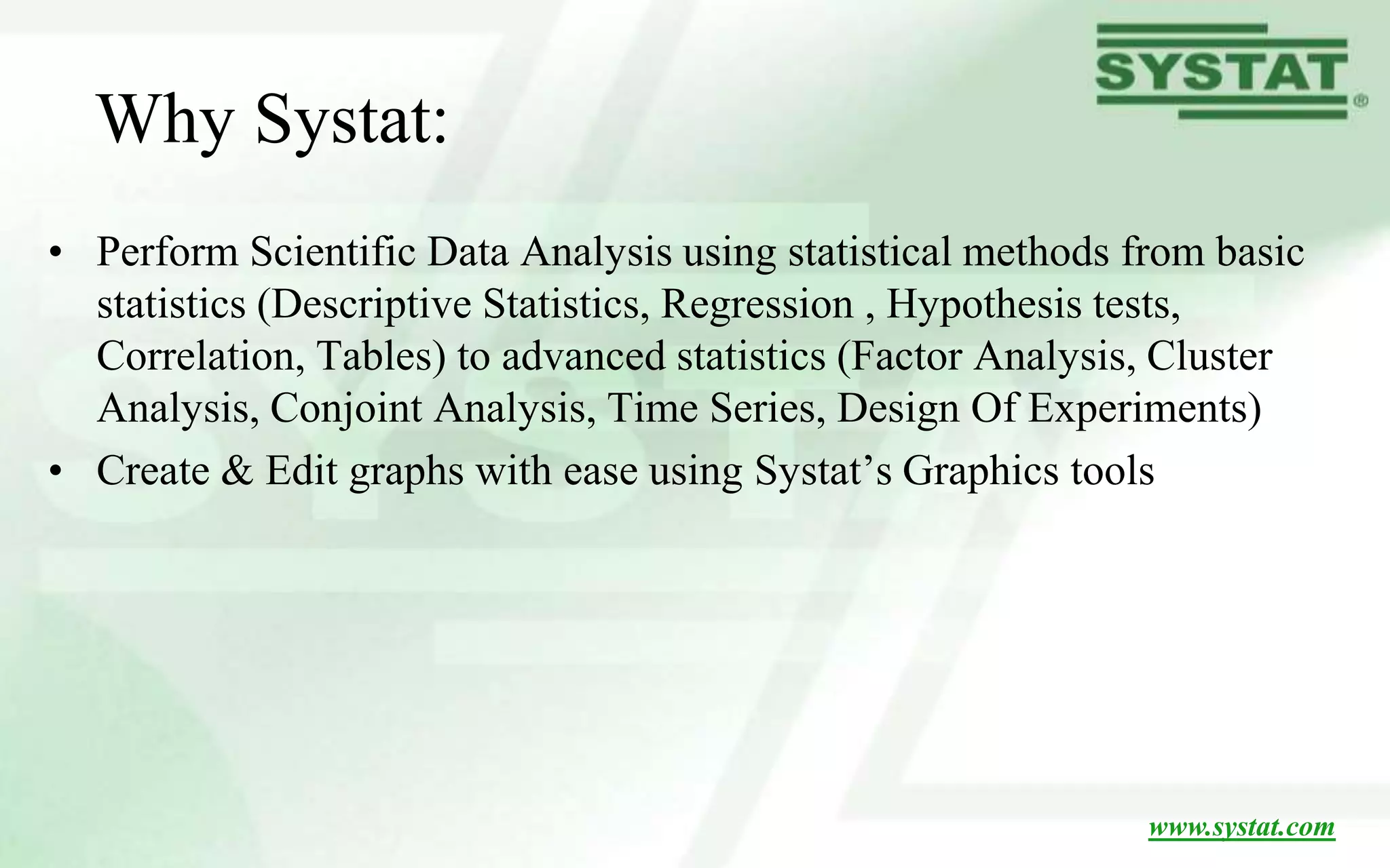 Systat 13 Training ppt | PPTX