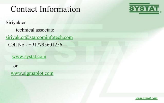 Systat 13 Training ppt | PPTX