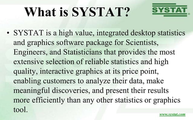 Systat 13 Training ppt | PPTX