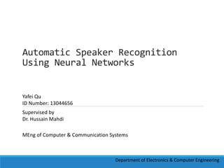 Automatic Speaker Recognition Using Neural Networks | PPT