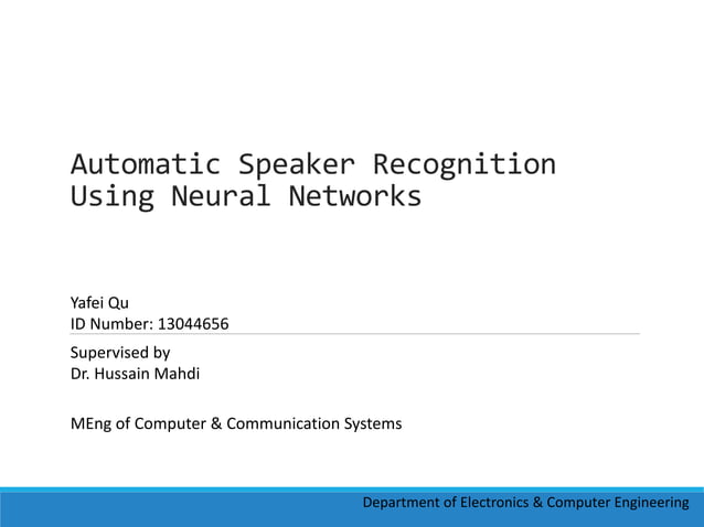 Automatic Speaker Recognition Using Neural Networks | PPT