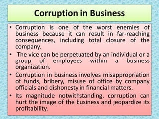Corruption on Business and Administration | PPTX