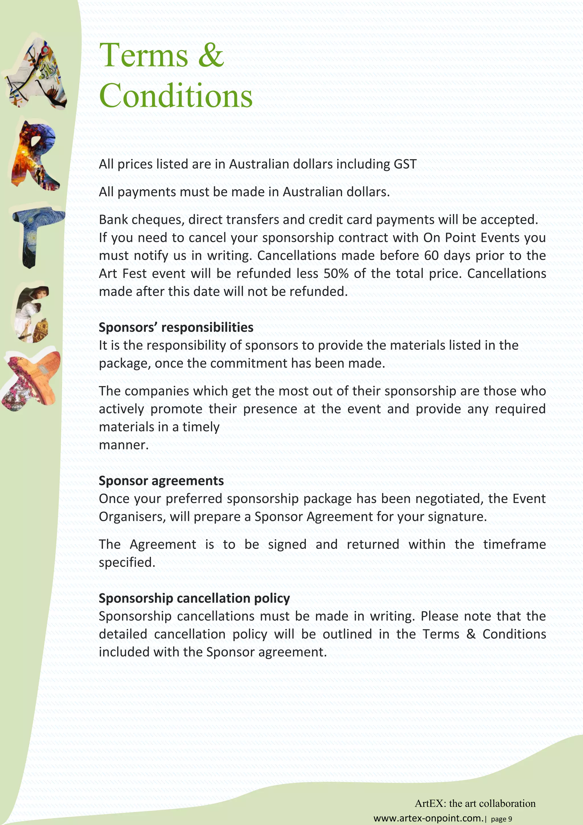 sponsorship proposal final ArtEx | PDF