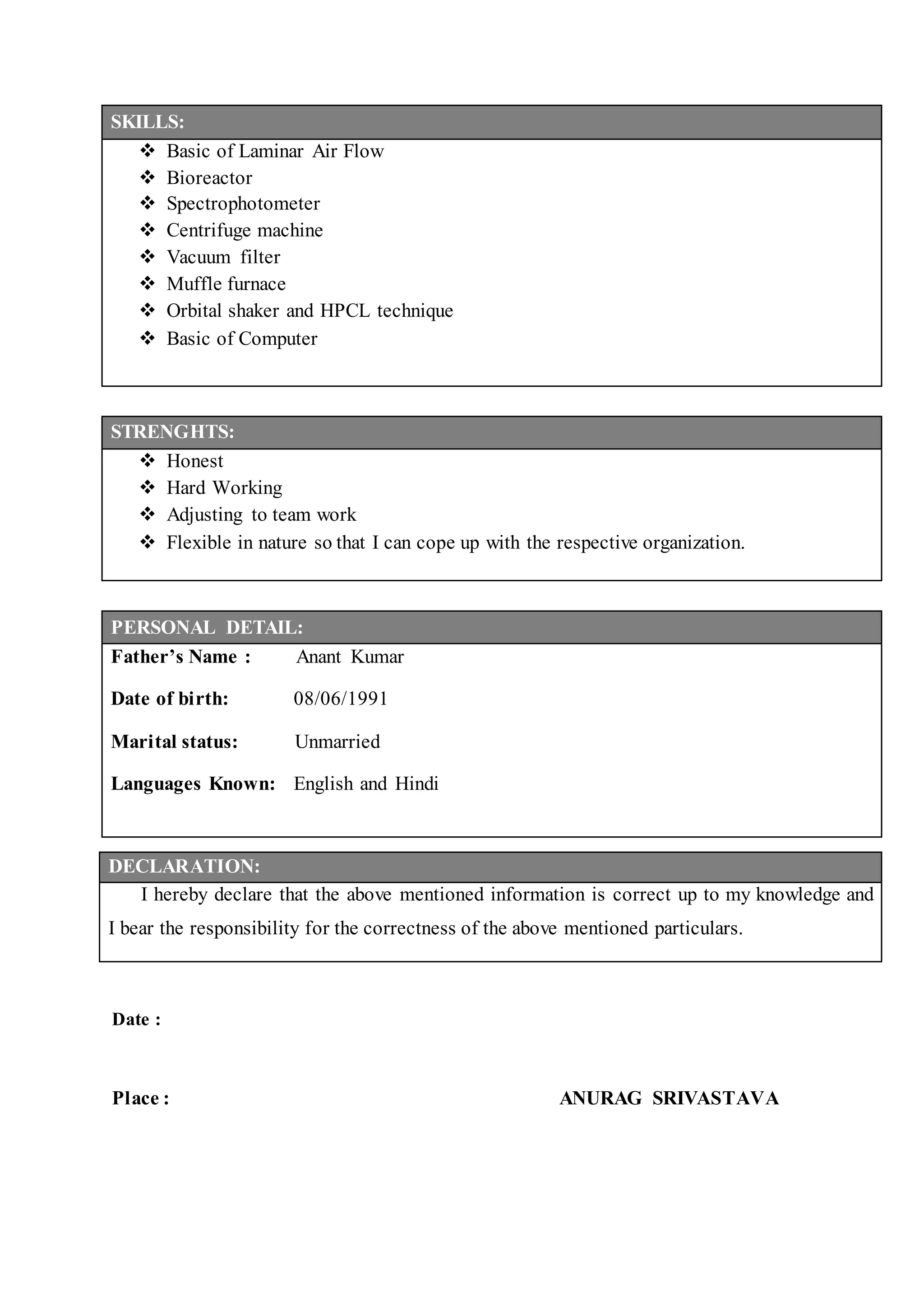 anurag srivastava c.v | DOCX