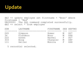 DB2 Basic Commands - UDB | PPTX | Databases | Computer Software and Applications