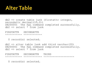 DB2 Basic Commands - UDB | PPTX | Databases | Computer Software and Applications