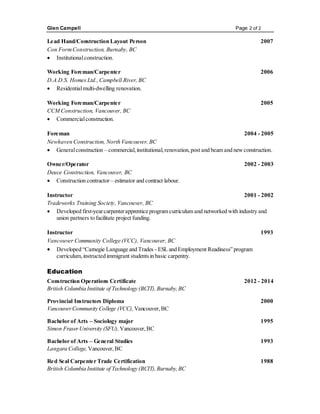 Glen Campbell - Resume Dec 2014 | PDF