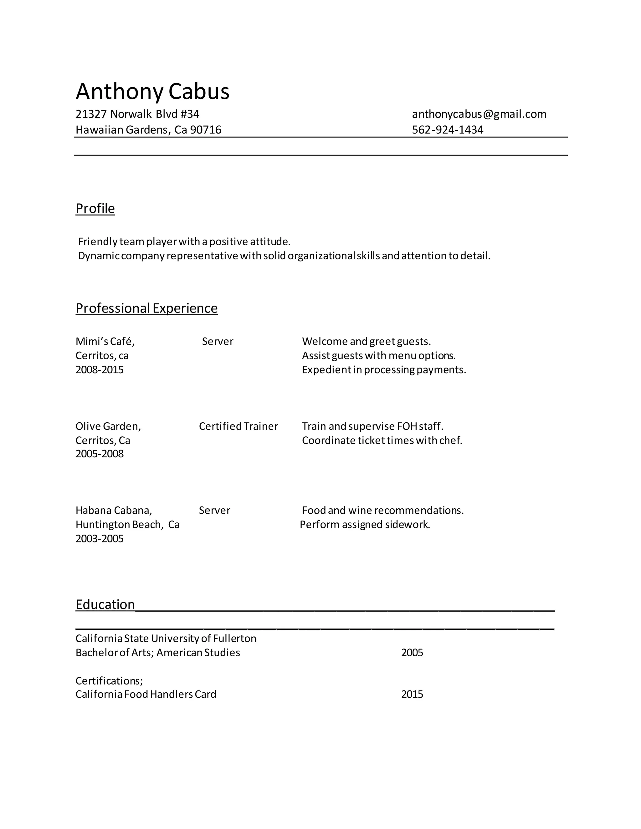 Anthony Cabus Resume | DOCX