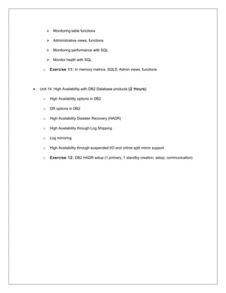 IBM DB2 LUW/UDB DBA Training by www.etraining.guru