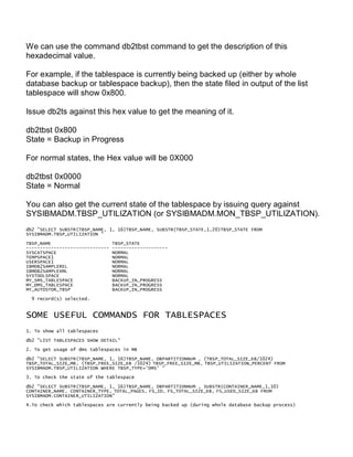 DB2 TABLESPACES | PDF