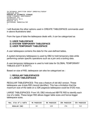 DB2 TABLESPACES | PDF