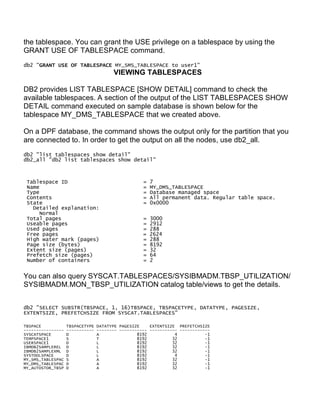 DB2 TABLESPACES | PDF
