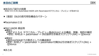 Db2 v11.5.4 高可用性構成 & HADR 構成パターンご紹介 | PDF