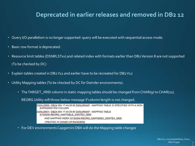 Db2 V12 incompatibilities_&_improvements_over_V11 | PPTX | Databases | Computer Software and ...