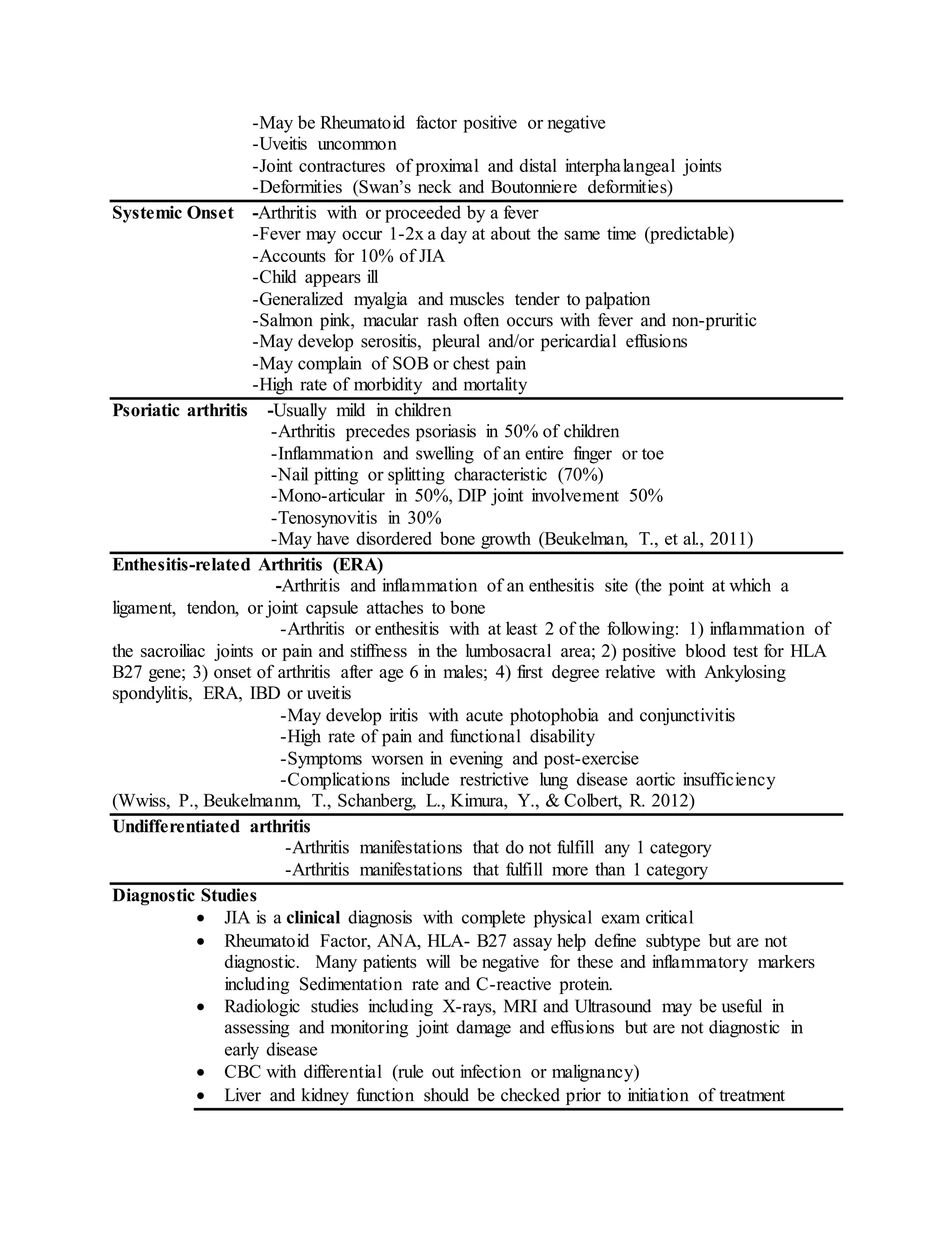 JIA clinical practice guidelines | DOCX