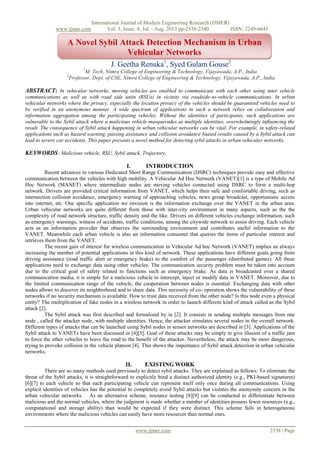 A Novel Sybil Attack Detection Mechanism in Urban Vehicular Networks | PDF