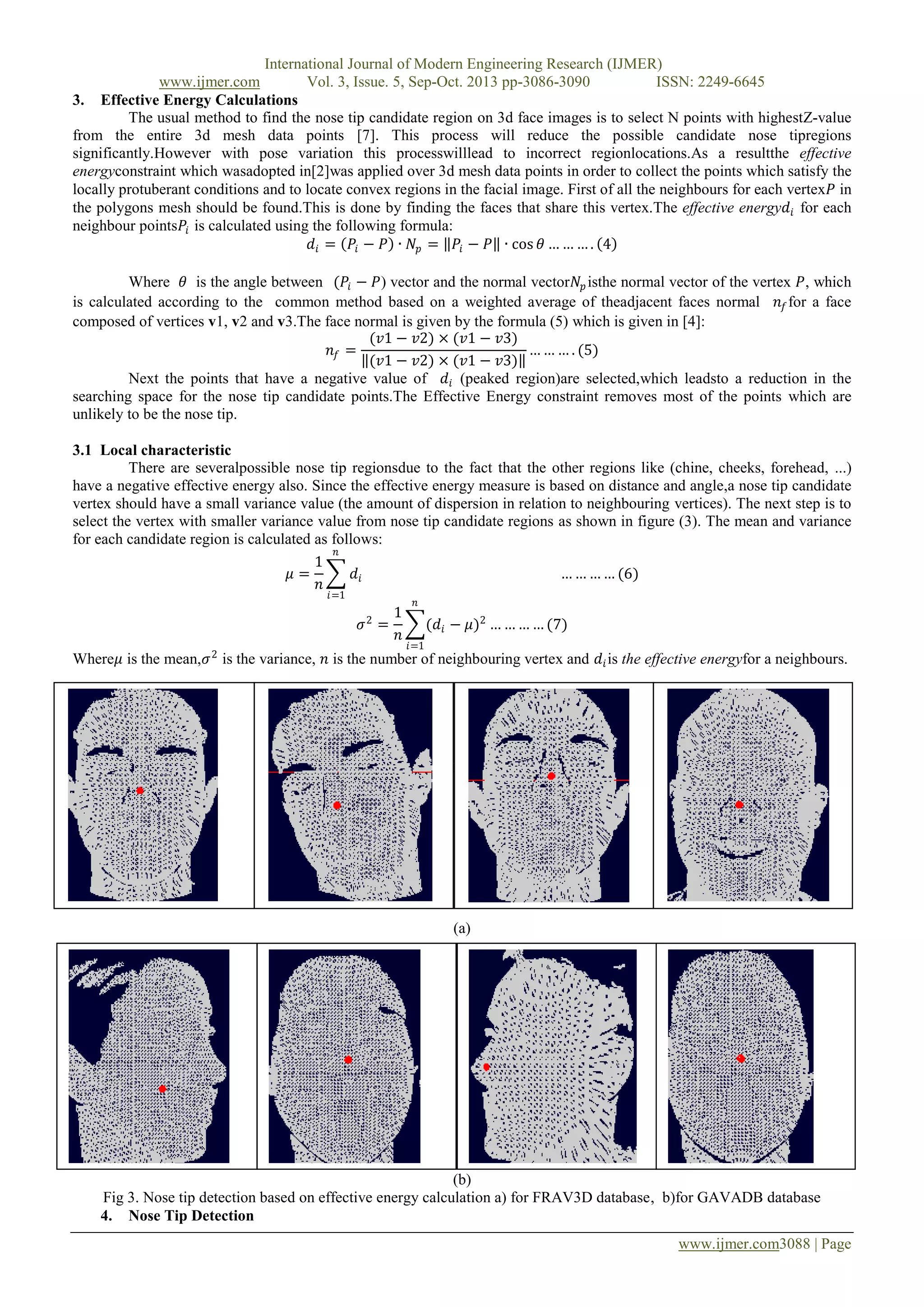 Nose Tip Detection Using Shape index and Energy Effective for 3d Face Recognition | PDF
