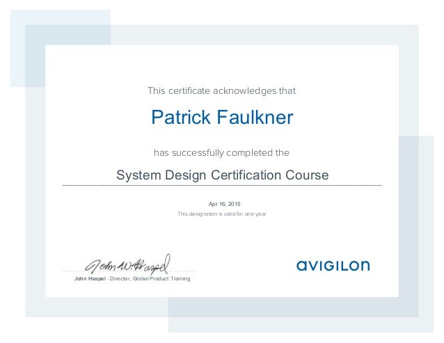 Avigilon System Design Certification Course