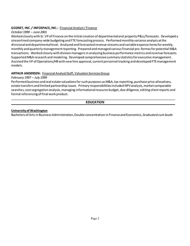 MarijkaSniderResume | DOCX | Business Accounting & Finance | Business