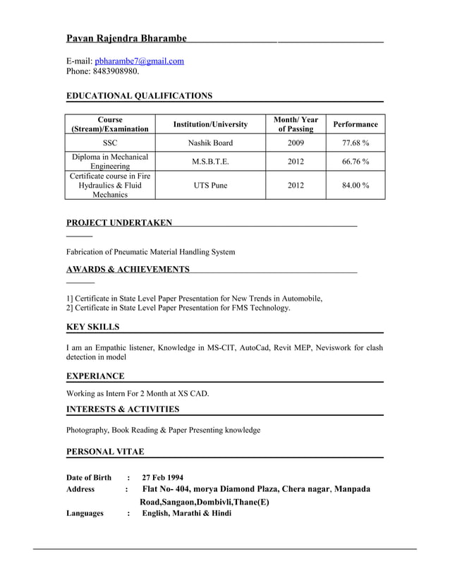 Pavan Bharambe Resume | PDF