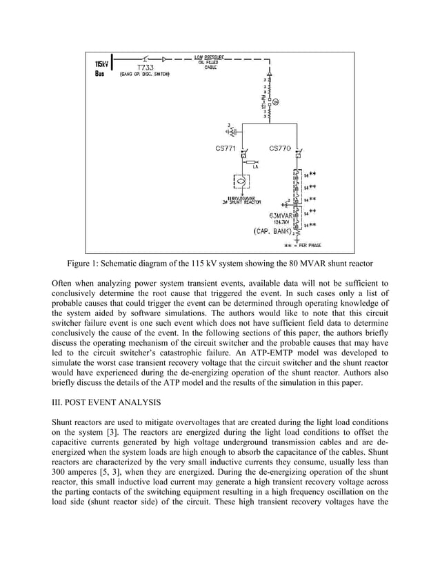 Catastrophic failure of system equipment during switching of 115kV ...
