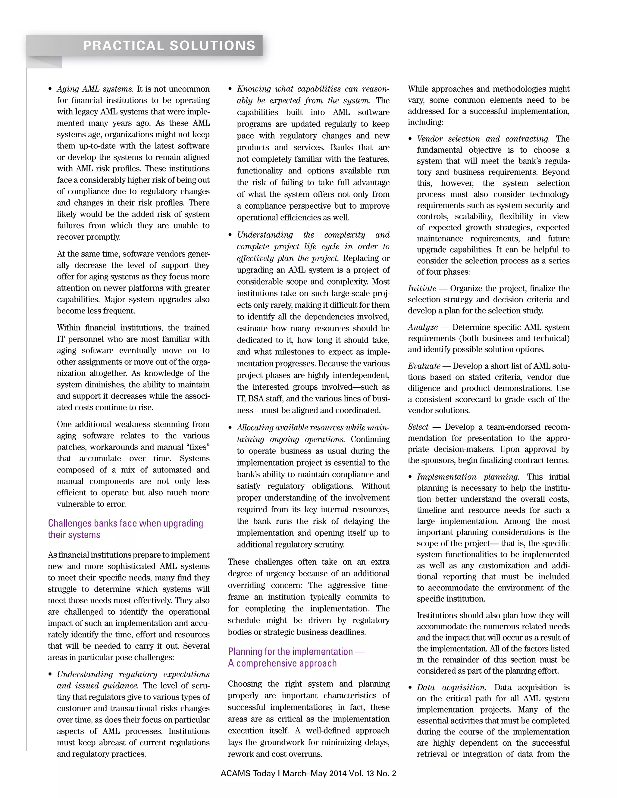 Crowe-ACAMS AML System Planning | PDF