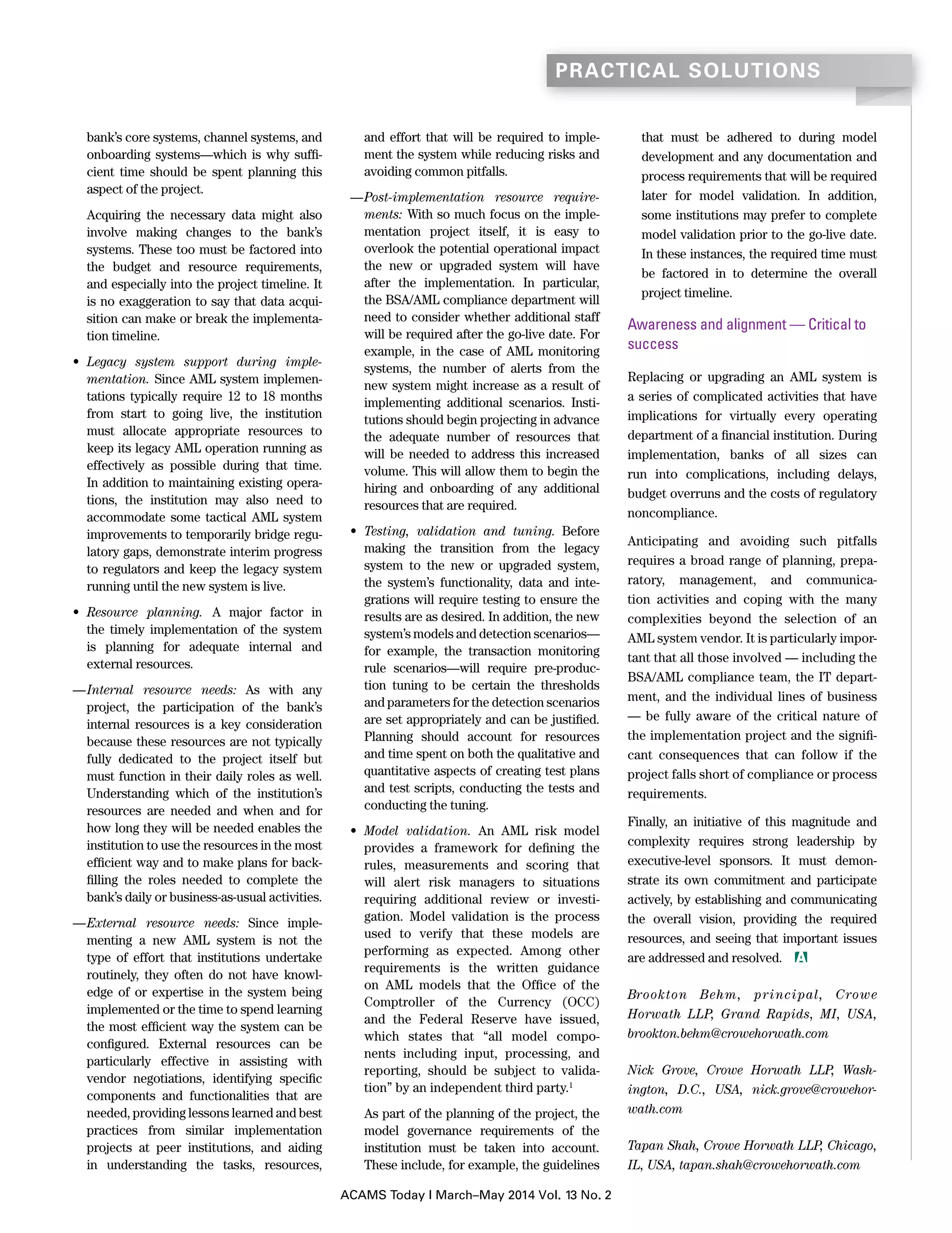 Crowe-ACAMS AML System Planning | PDF