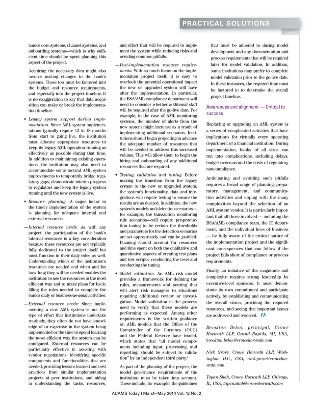 Crowe-ACAMS AML System Planning | PDF