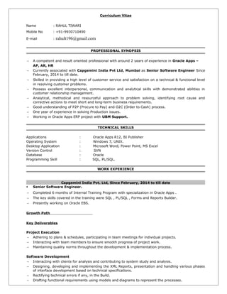 Rahul_Tiwari_Resume(Oracle Apps) | DOC | Computer Software and ...