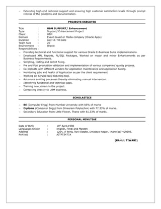 Rahul_Tiwari_Resume(Oracle Apps) | DOC | Computer Software and Applications | Computing