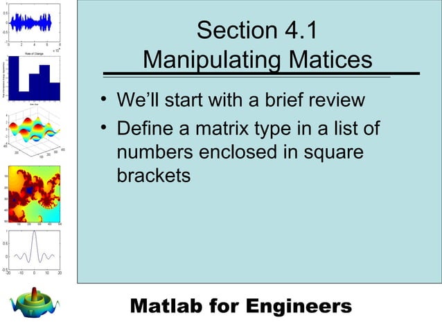 Chapter 4 - Manipulating Matlab Matrices | PPT