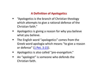 TH 324 - Db3 overview of apologetics | PPT
