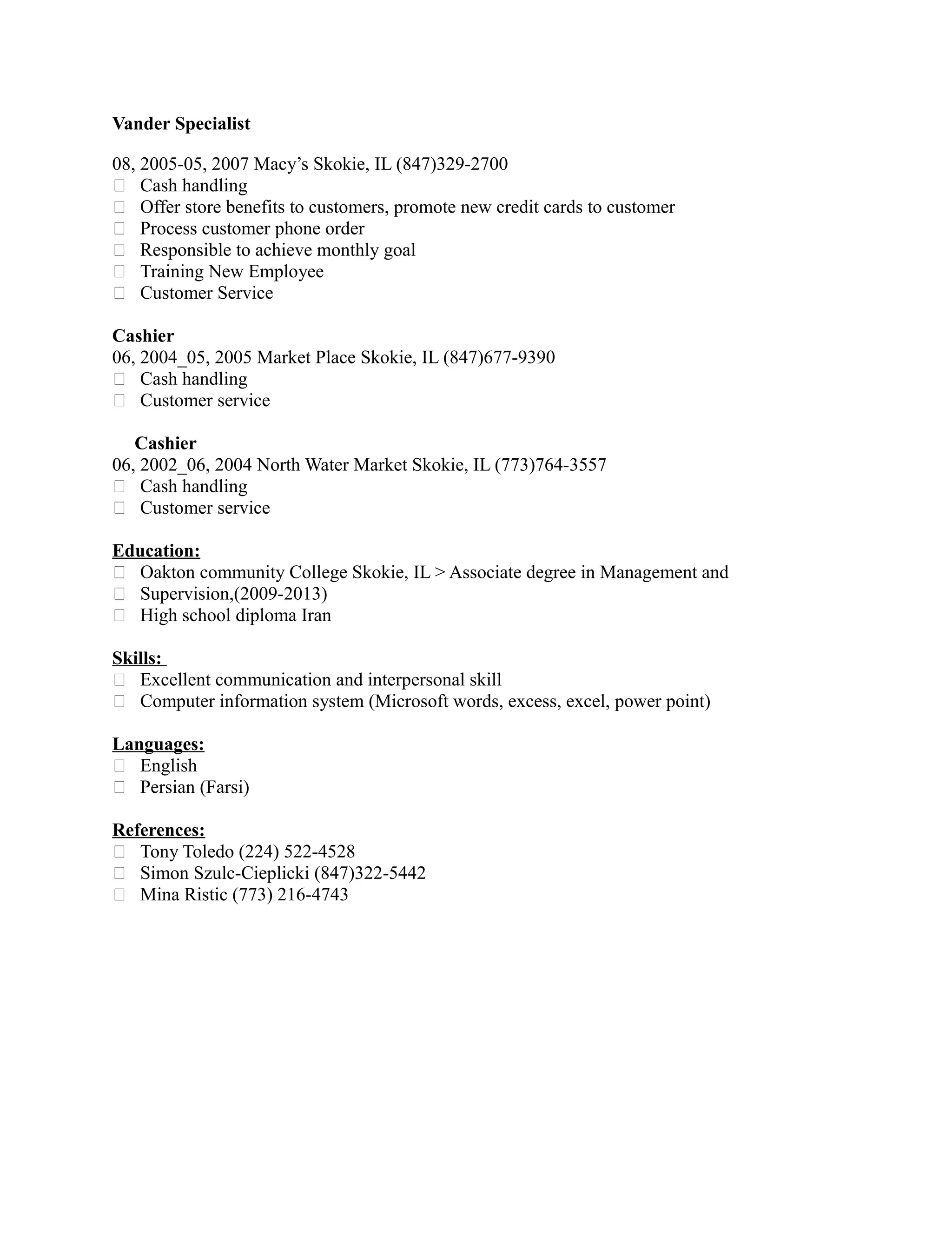Atefeh Tanzif Resume | RTF