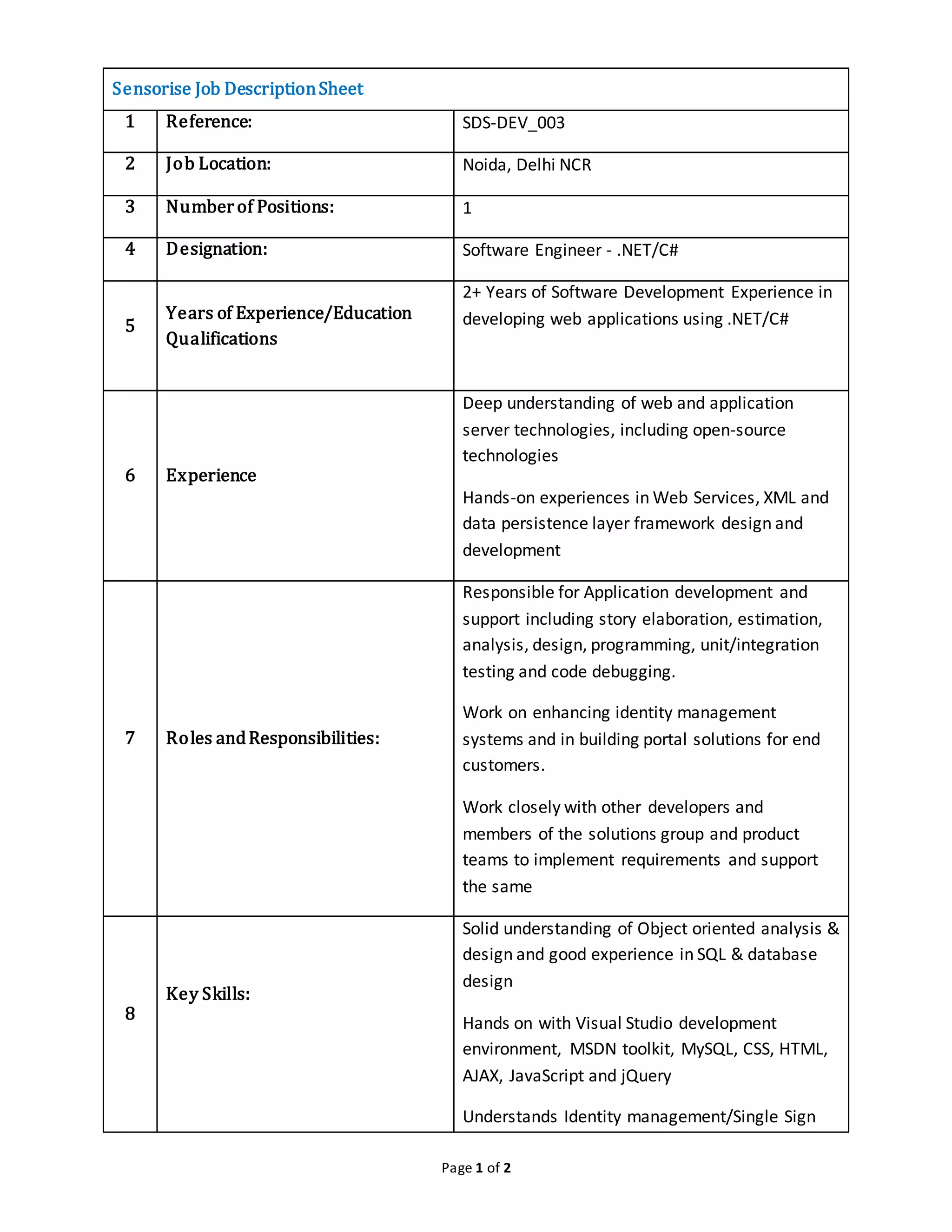 JD_MS_Developer | PDF