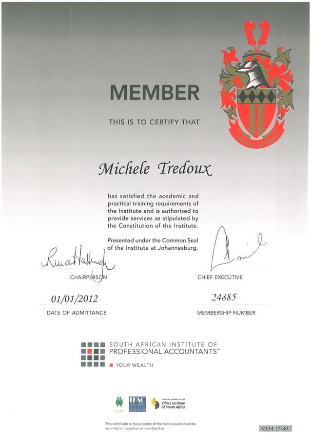 SAIPA Membership certificate | PDF