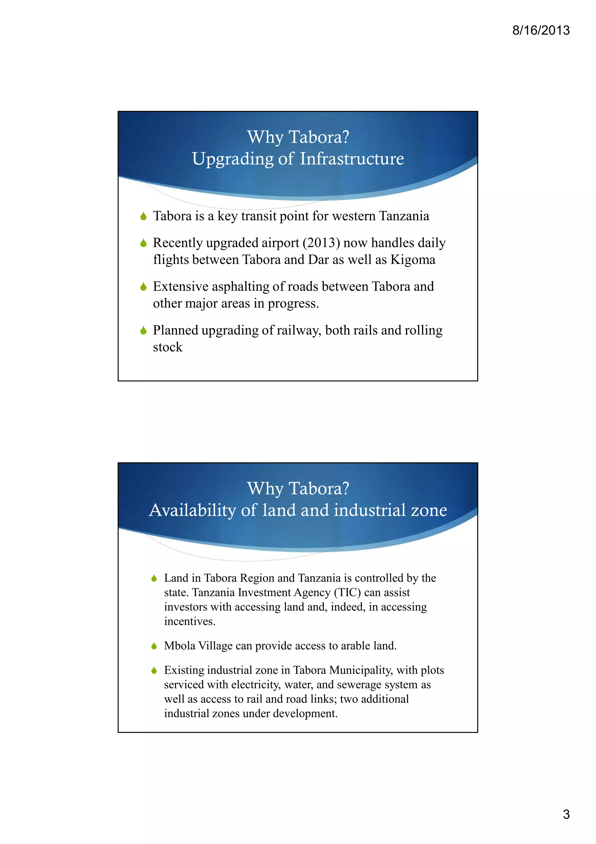 TABORA INVESTMENT OPPORTUNITIES | PDF