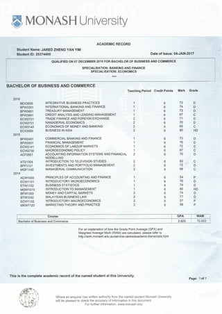 Academic transcript