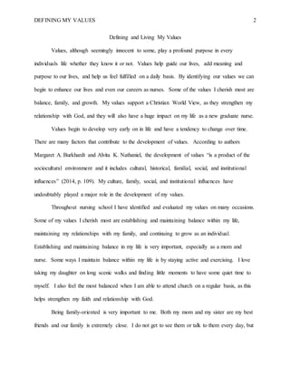 Defining & Living My Values Word Doc | PDF