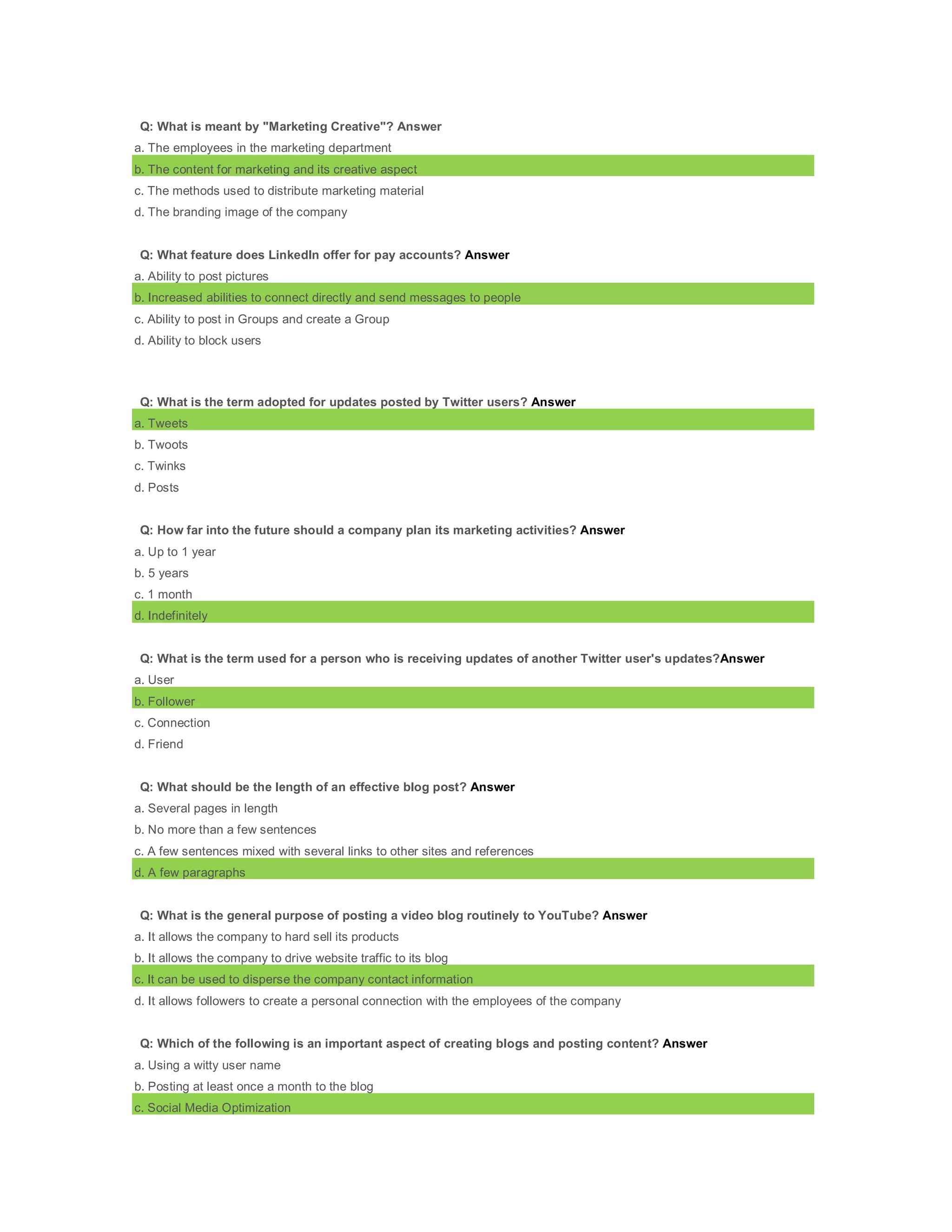 Social Media Marketing Test Answers Upwork _oDesk_ | PDF